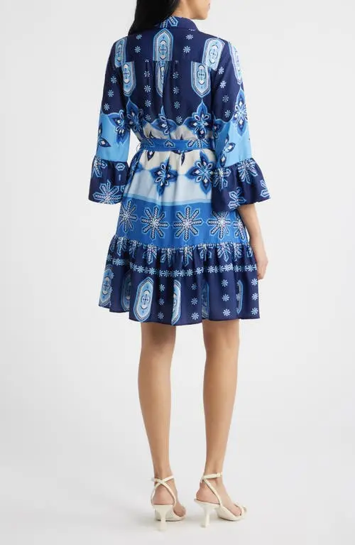 Julia Jordan Print Tie Waist Shirtdress