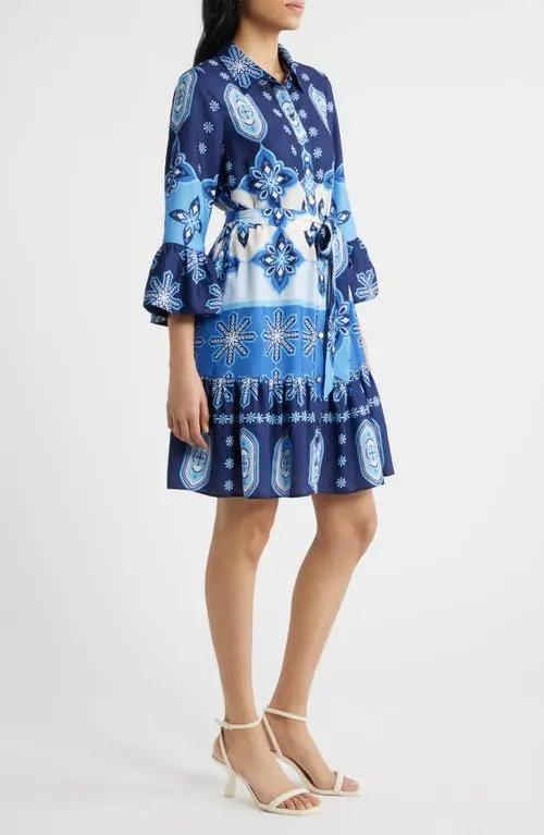 Julia Jordan Print Tie Waist Shirtdress