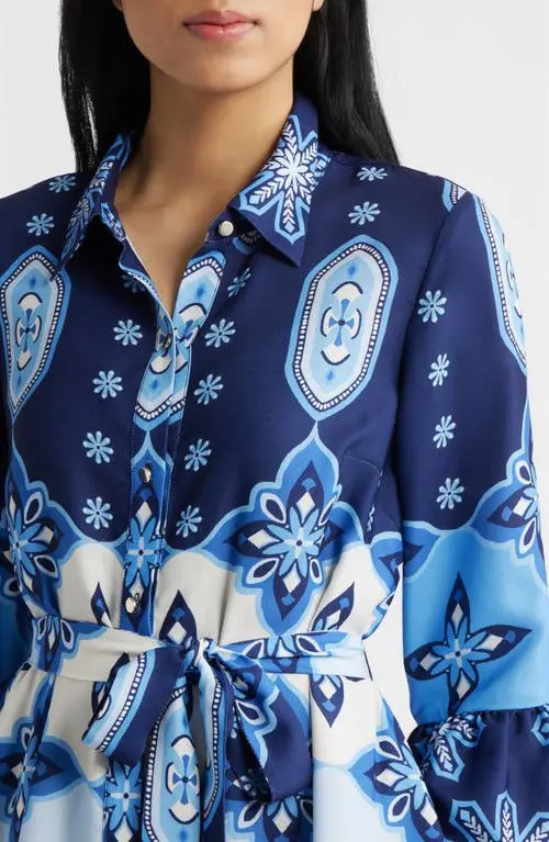 Julia Jordan Print Tie Waist Shirtdress