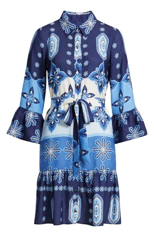 Julia Jordan Print Tie Waist Shirtdress