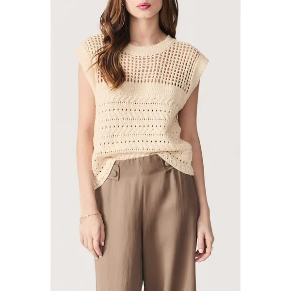 Deluc Paulo Open Stitch Cap Sleeve Sweater - Ecru