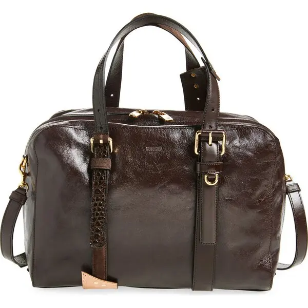 Moschino Leather Top Handle Bowling Bag