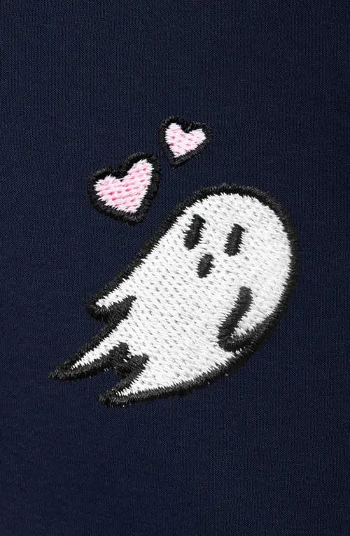 DALIX Heartly Ghost Midweight Hoodie - Navy Blue