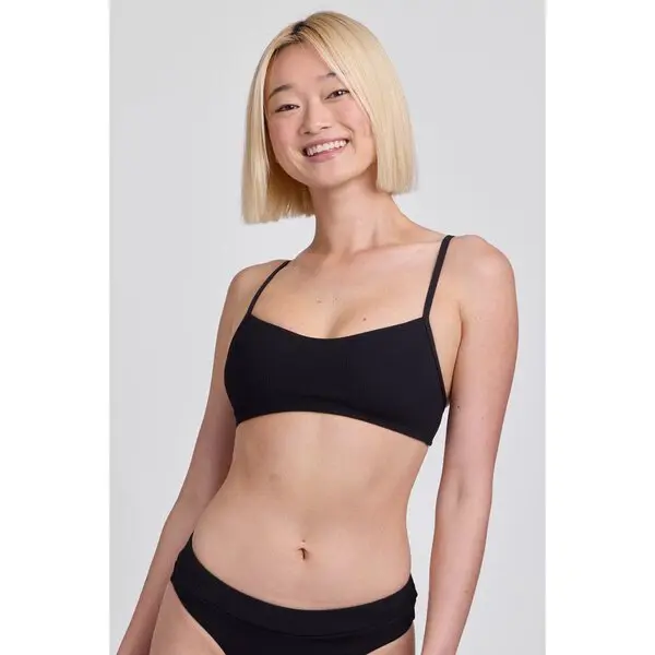 JOLYN Eryn Bikini Top - Black Ribbed