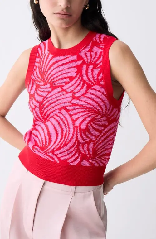Deluc Thyago Abstract Jacquard Sleeveless Sweater - Red With Pink Details