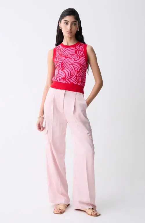 Deluc Thyago Abstract Jacquard Sleeveless Sweater - Red With Pink Details