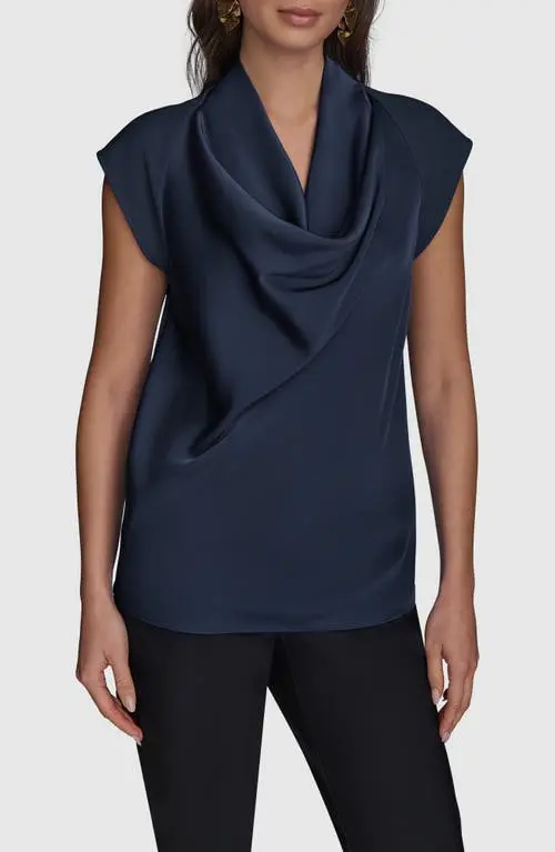 Donna Karan New York Cowl Neck Mixed Media Top - Nightfall