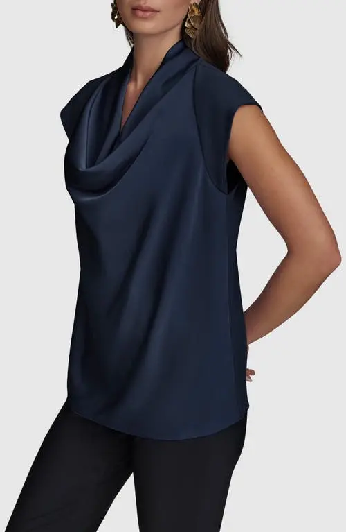 Donna Karan New York Cowl Neck Mixed Media Top - Nightfall