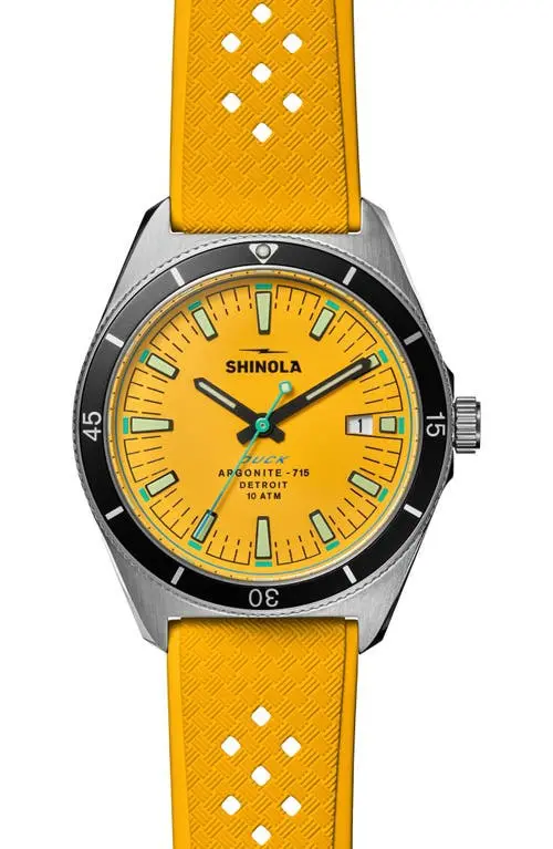 Shinola Duck Rubber Strap Watch - Canary