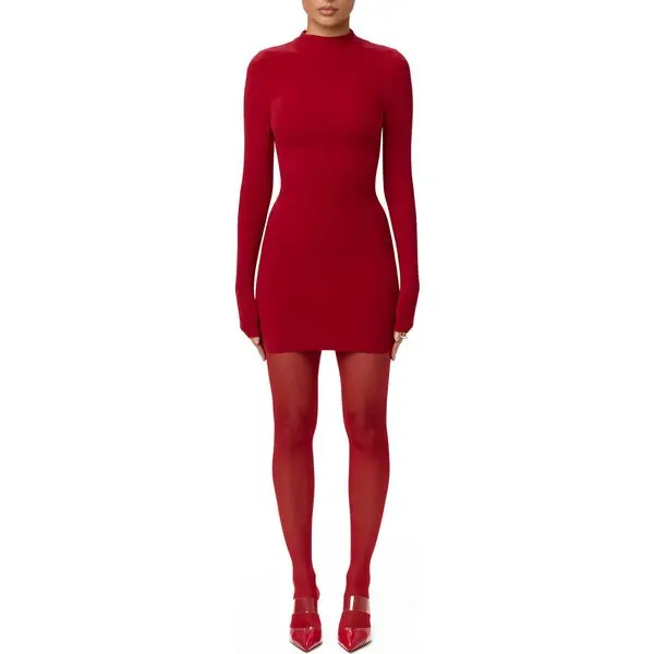 Naked Wardrobe Long Sleeve Minidress - Ruby Red