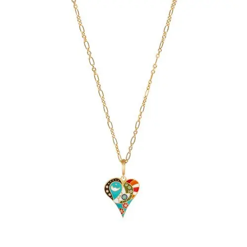 KARMA AND LUCK Expansive Love Heart Charm Necklace - Gold/multicolor