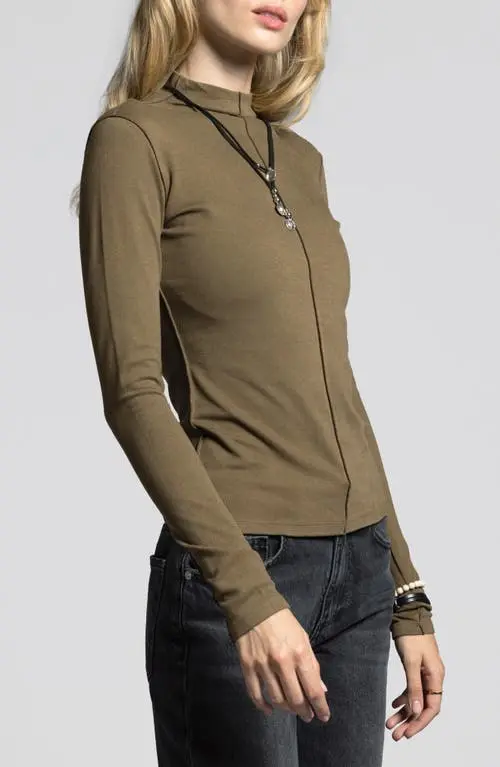 WEEKEND LOS ANGELES Marisol Mock Neck Top - Dark Oregano