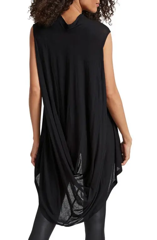 MARCELLA Ines Drape Sleeveless High-low Tunic Top - Black