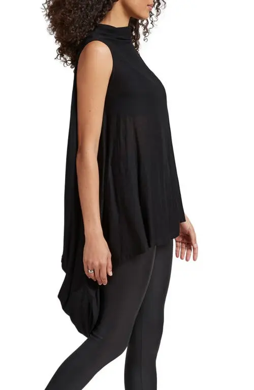 MARCELLA Ines Drape Sleeveless High-low Tunic Top - Black