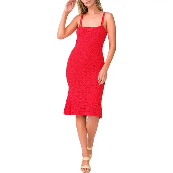 PQ Peggy Sleeveless Crochet Cover-up Dress - Cranberry