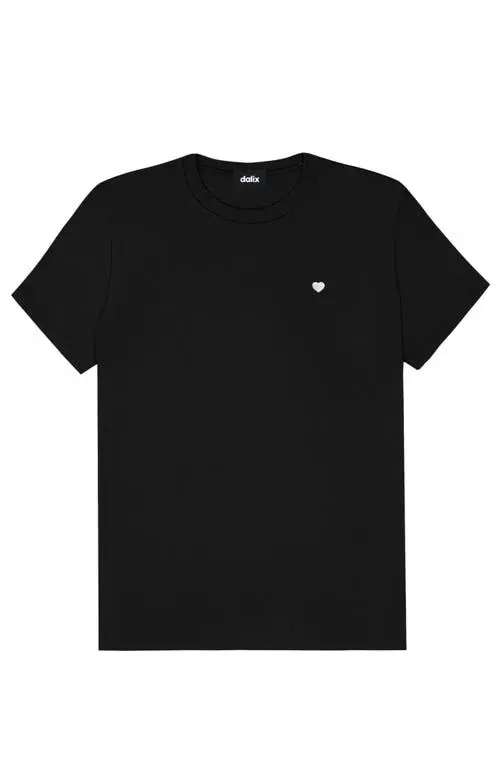 DALIX Heart Jersey Relaxed Tee - Black