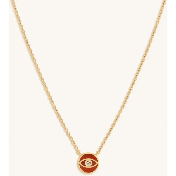 KARMA AND LUCK Carnelian Evil Eye Necklace - Gold/red
