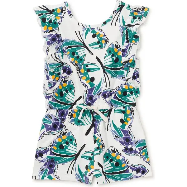TEA COLLECTION Flutter Sleeve Romper - Carnival Butterfly