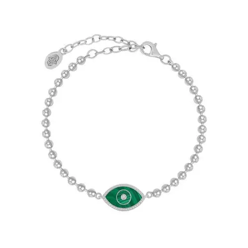 KARMA AND LUCK Evil Eye Malachite Silver Bracelet - Silver/green