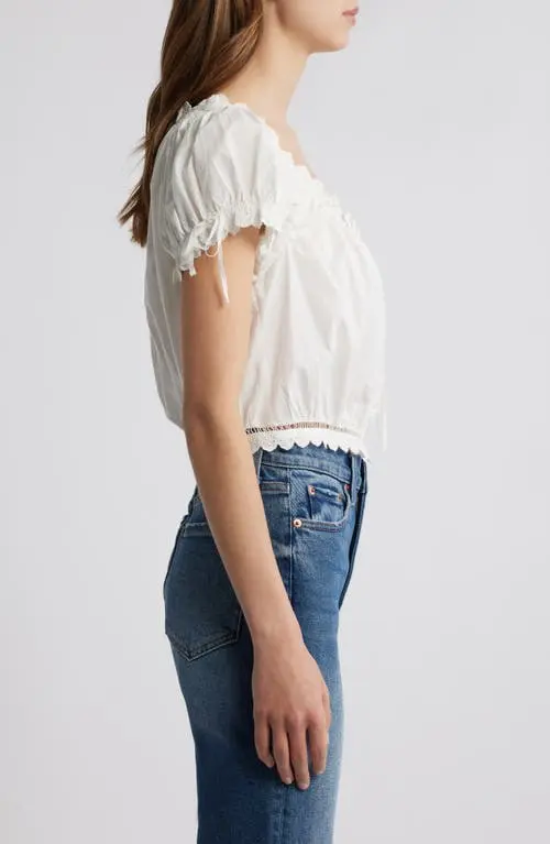 DÔEN Nera Eyelet Ruffle Organic Cotton Crop Top - Salt