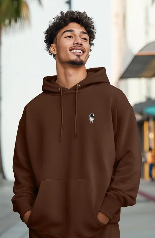 DALIX Astronaut Embroidered Midweight Hoodie - Chestnut