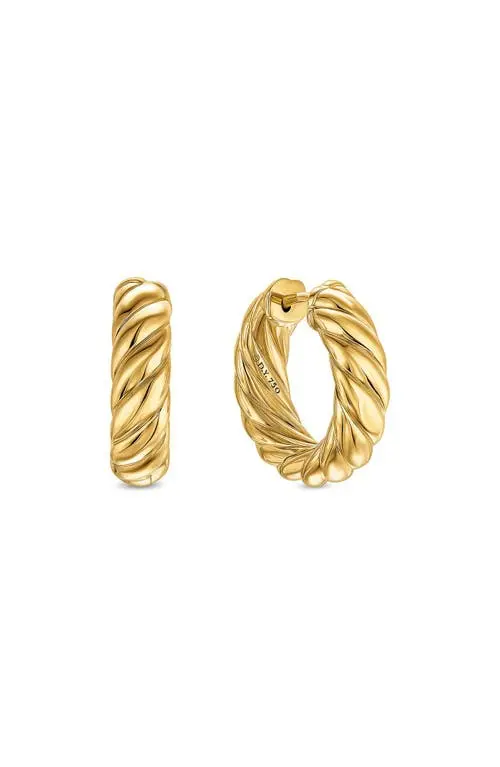 David Yurman Sculpted Cable Hoop Earrings - Yellow Gold