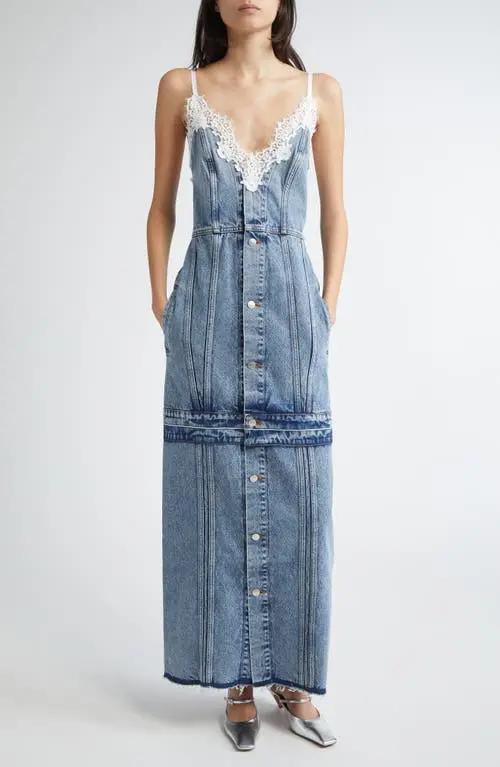 white christmas dresses Stella McCartney Girls Denim Pinafore Dress in Blue