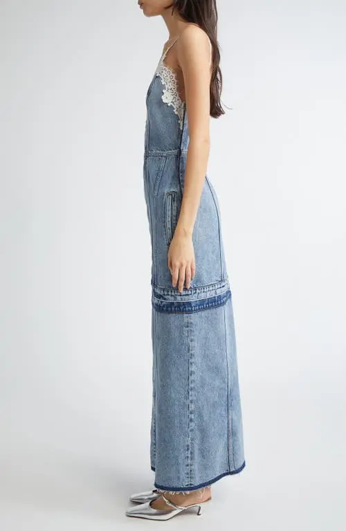 Stella Mccartney Lace Trim Denim Maxi Dress In Vintage Blue Denim - 80% Off  | Editorialist