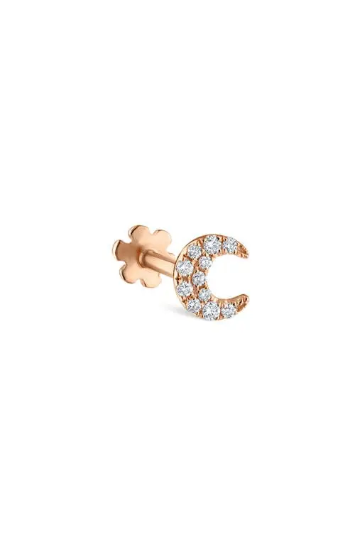 MARIA TASH Diamond Moon Stud Earring - 18k Rose Gold/ Diamond