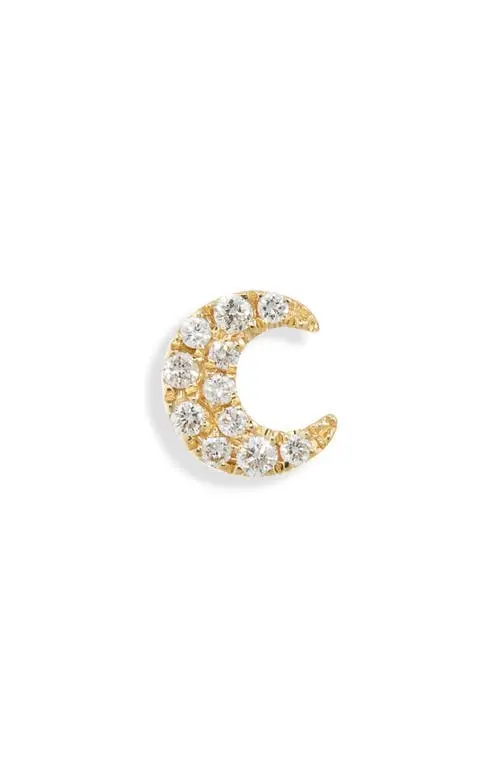 MARIA TASH Diamond Moon Stud Earring - Yellow Gold