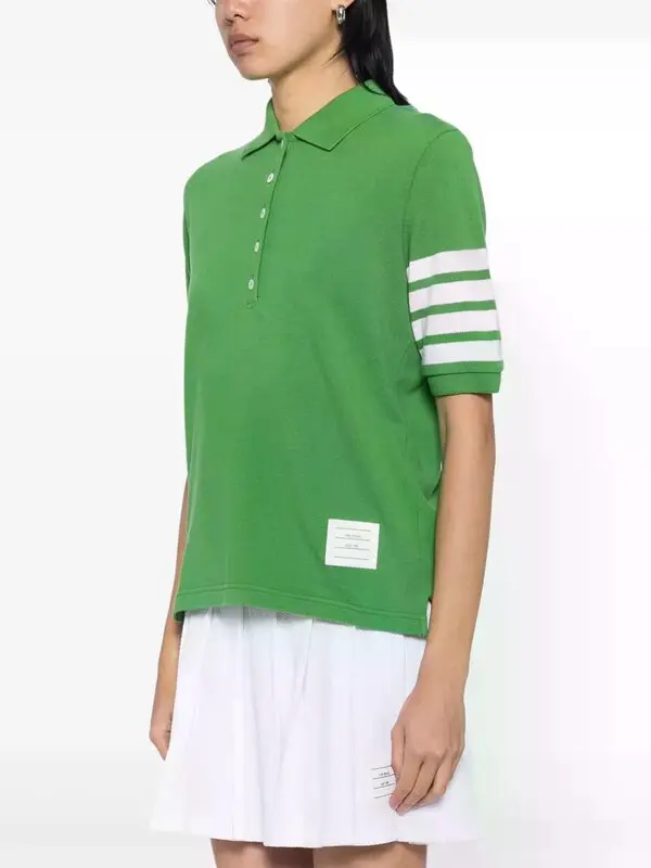 Thom Browne Classic Pique 4 Bar Short-sleeved Polo Top - Green