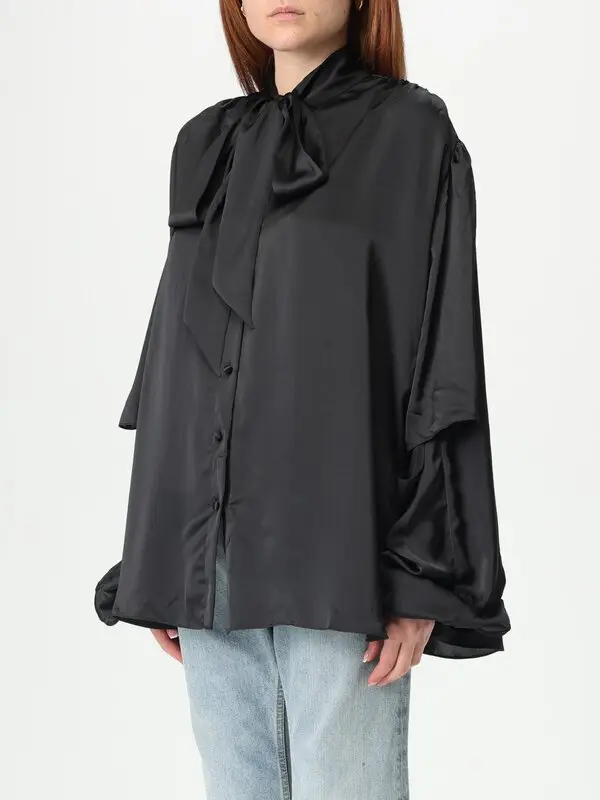 Balenciaga Button-up Shirt With Pussy Bow Detail - Black