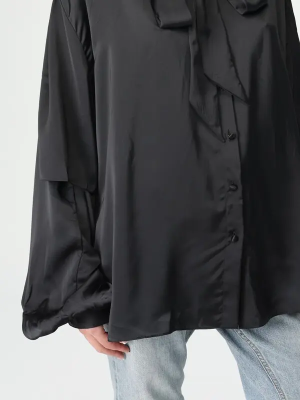 Balenciaga Button-up Shirt With Pussy Bow Detail - Black