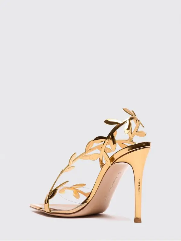 GIANVITO ROSSI Leaf Embellished Stiletto Sandals - Gold