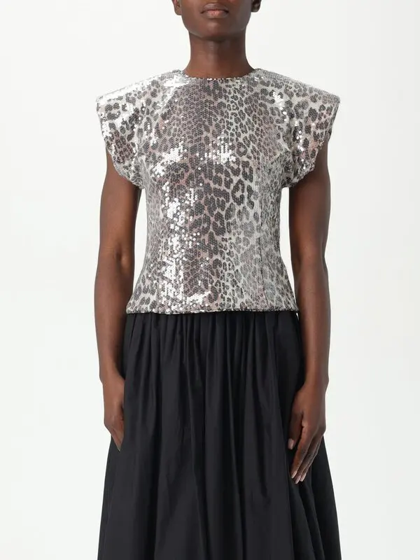 GANNI Sequin Leopard Print Top - Multicolor