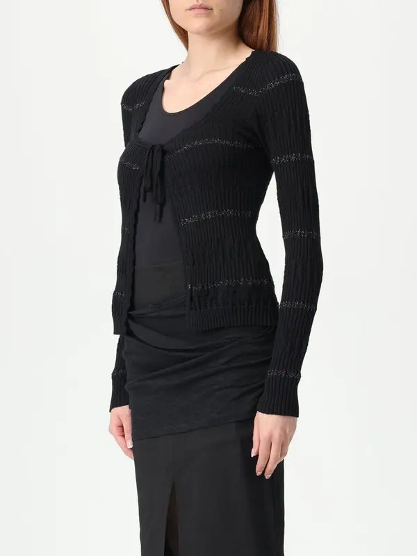 Pinko Ribbed Knit Cardigan With Tie Detail