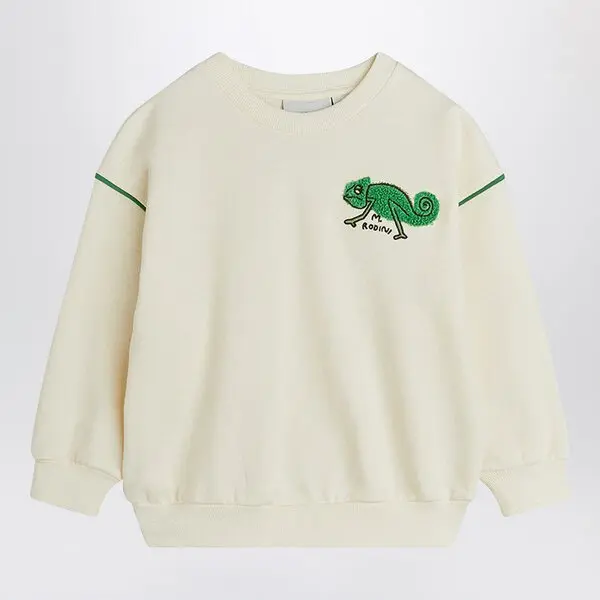 MINI RODINI Organic Cotton Sweatshirt With Corduroy Lizard