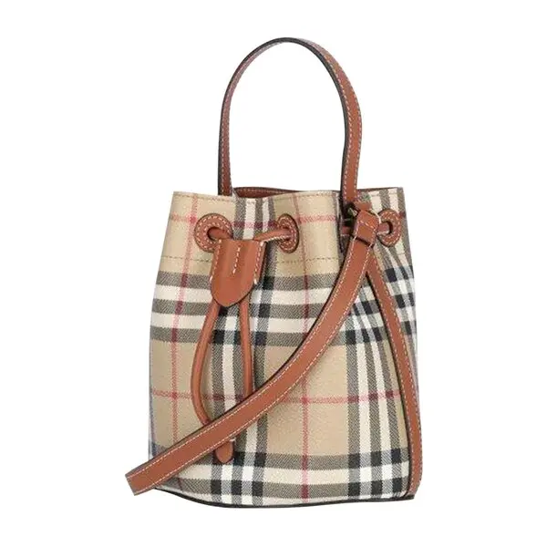 Burberry Mini Vintage Check Bucket Bag - Brown