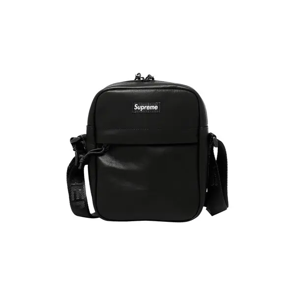 Supreme Leather Shoulder Bag - Black