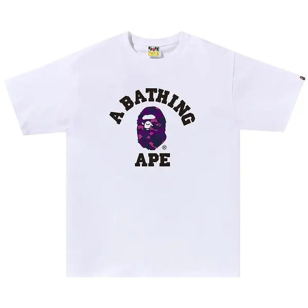 A BATHING APE Color Camo College Tee /purple - White