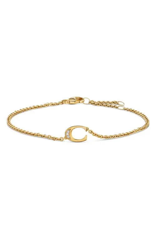David Yurman Petite Pavé Initial Chain Bracelet - Diamond C