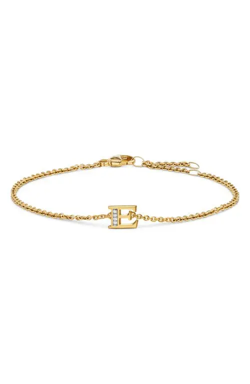 David Yurman Petite Pavé Initial Chain Bracelet - Diamond E