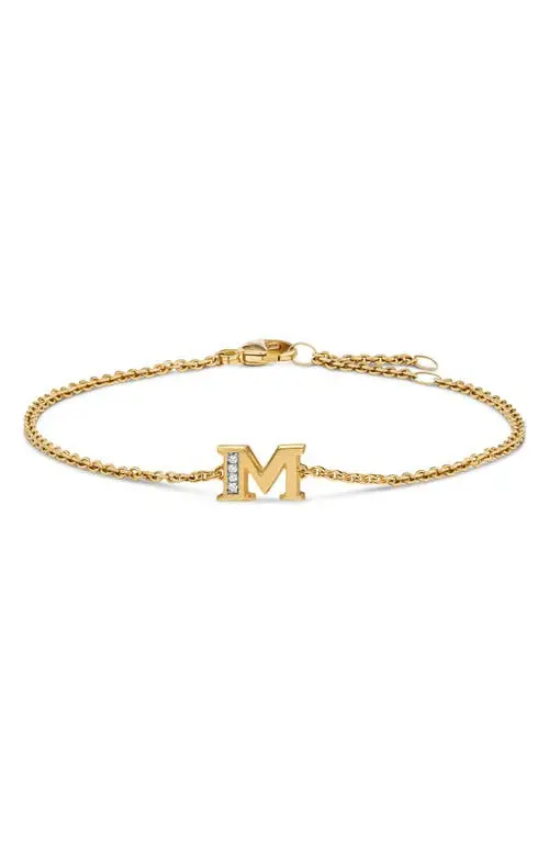 David Yurman Petite Pavé Initial Chain Bracelet - Diamond M