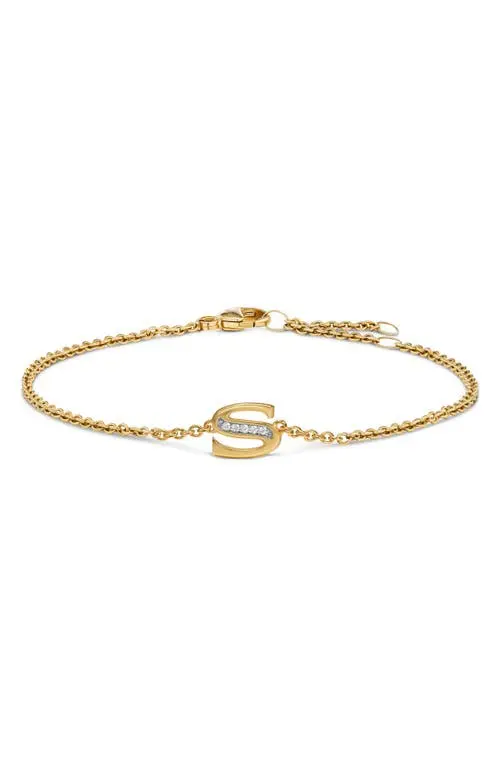 David Yurman Petite Pavé Initial Chain Bracelet - Diamond S