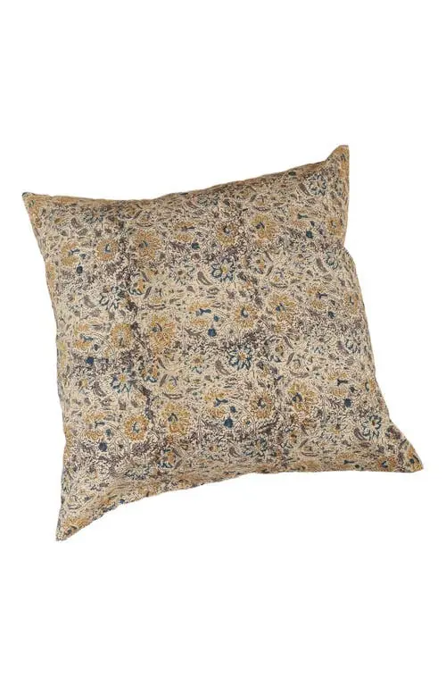 NINÉH Golden Earth Kalamkari Handcrafted Pillowcover - Multi-colored Foral Pattern