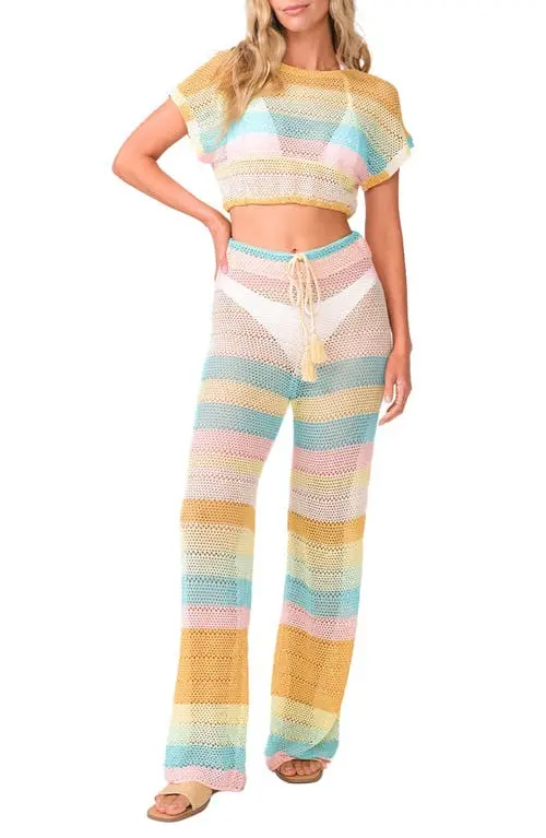 PQ SWIM Bree Open Stitch Tie Waist Pants - Floret