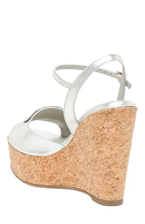 Santoni Leather Wedge Sandal - Silver