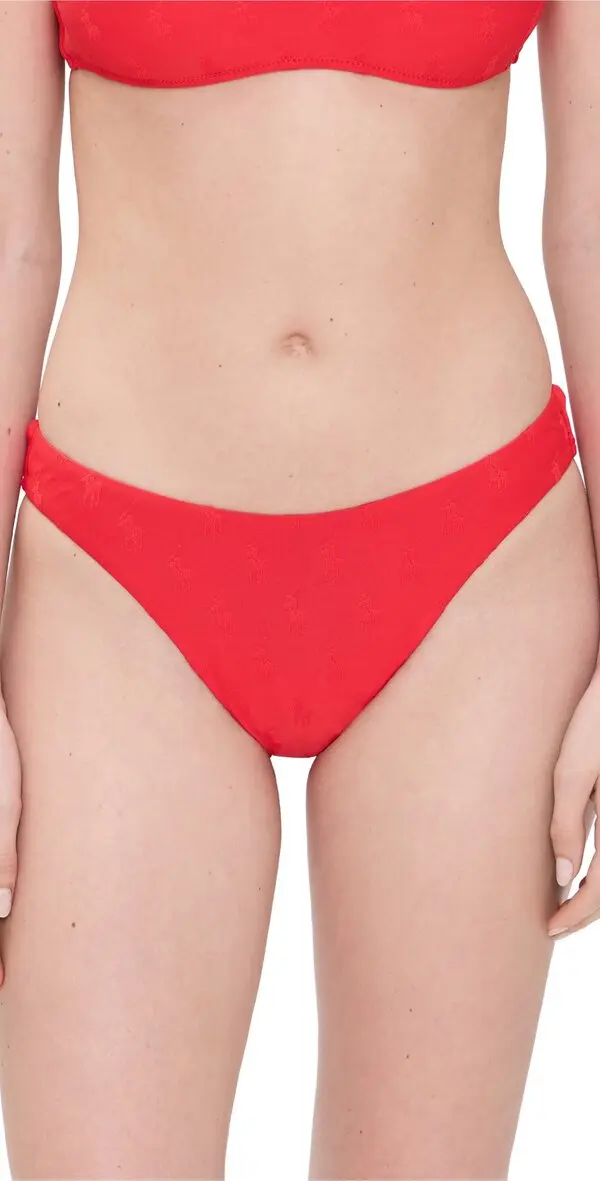 Polo Ralph Lauren Logo Jacquard Bikini Bottom - Bright Hibiscus