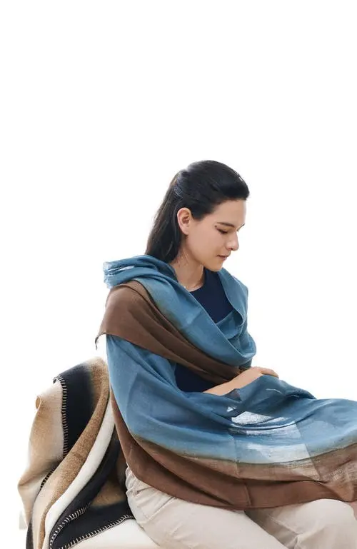STUDIO VARIOUSLY Mahogany Sky Soft Linen Silk Handloom Scarf