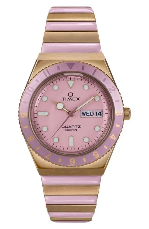 TIMEX® Q Timex Expansion Bracelet Watch - Gold/pink